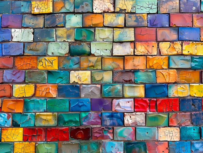 A Wall of Colorful Tiles with Different Shapes Stock Photo - Image of ...