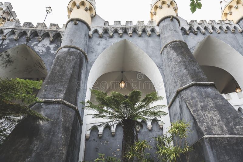 Wall Columns Arched Opening Palace Castle Palm Trees Stock Photos ...