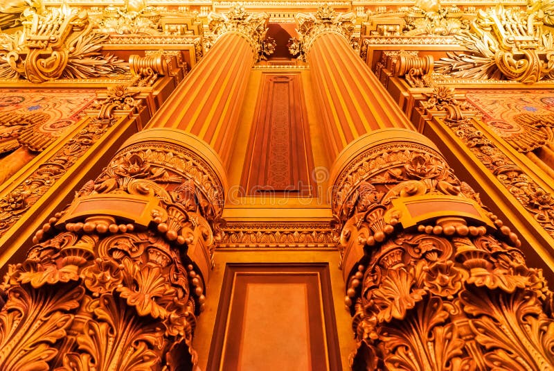 Paris, France - November 14, 2019: Wall and Columns of the Opera ...
