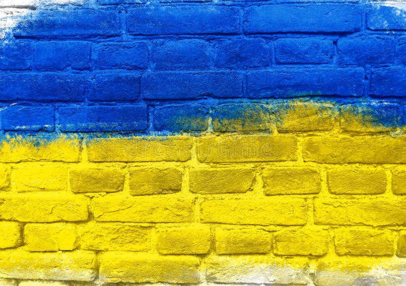 A Wall with Blue and Yellow Bricks Stock Image - Image of country ...
