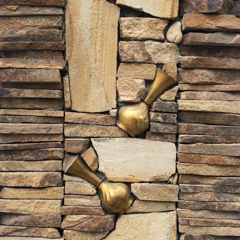 The Wall is Composed of Different Parts, Decorative Stone and Old Metal ...