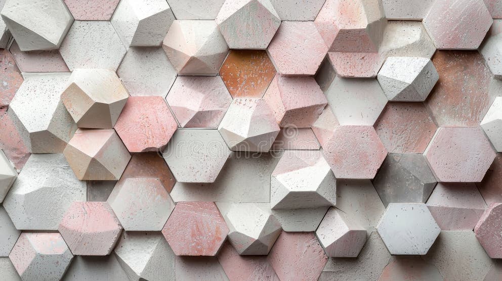 A Wall Composed of Interlocking Hexagonal Tiles in Various Colors and ...
