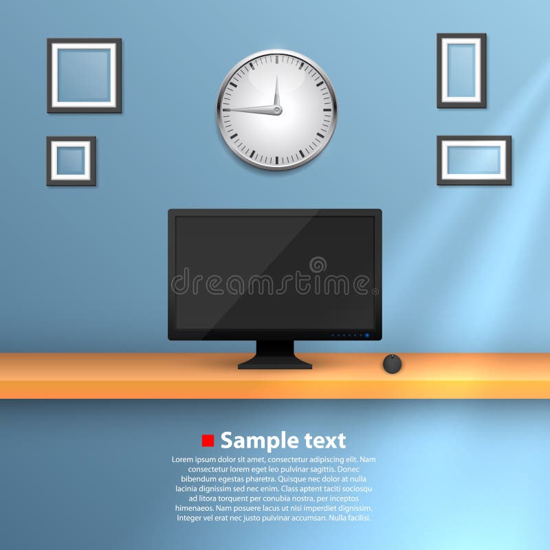 Wall with a computer stock vector. Illustration of isolated - 49518871
