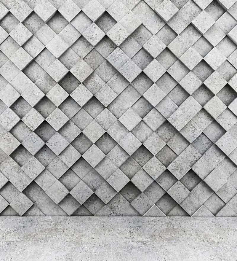 Wall of Concrete Cubes and Concrete Floor Stock Illustration ...