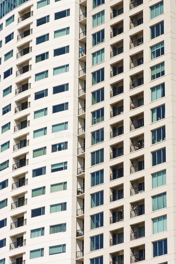 Wall of Condo Windows and Balconies Stock Photo - Image of blue, high ...