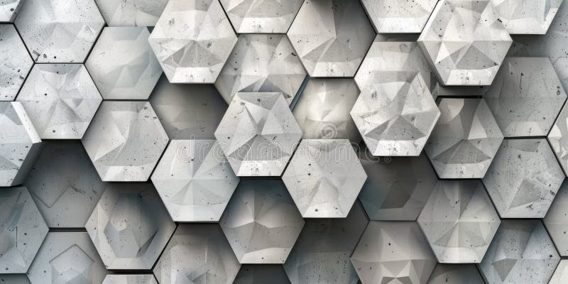 Wall Constructed with Hexagonal Tiles in Geometric Pattern Stock Photo ...