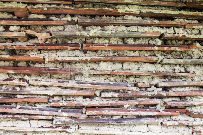 Wall Constructed of Roof Tiles Stock Image - Image of building ...