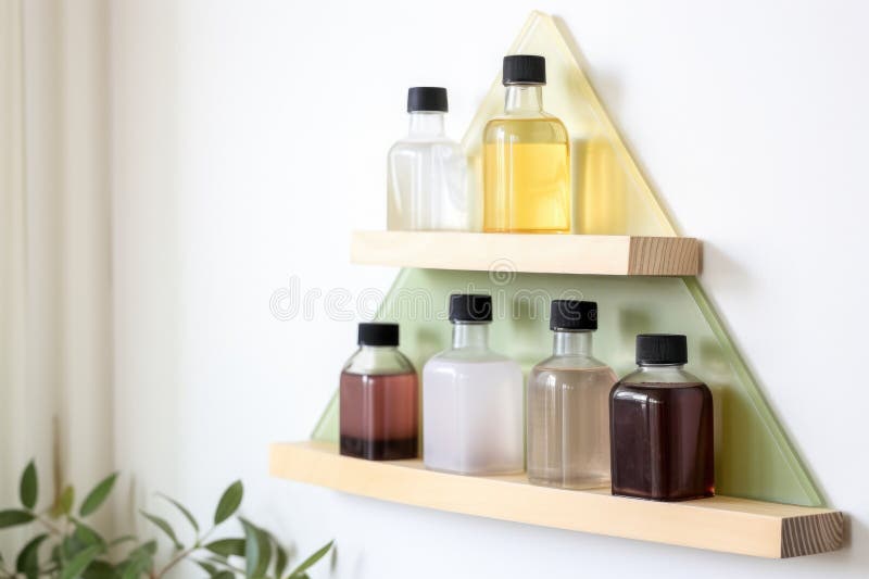 Wall Corner Shelf with Stacked Hand Soaps Stock Photo - Image of ...