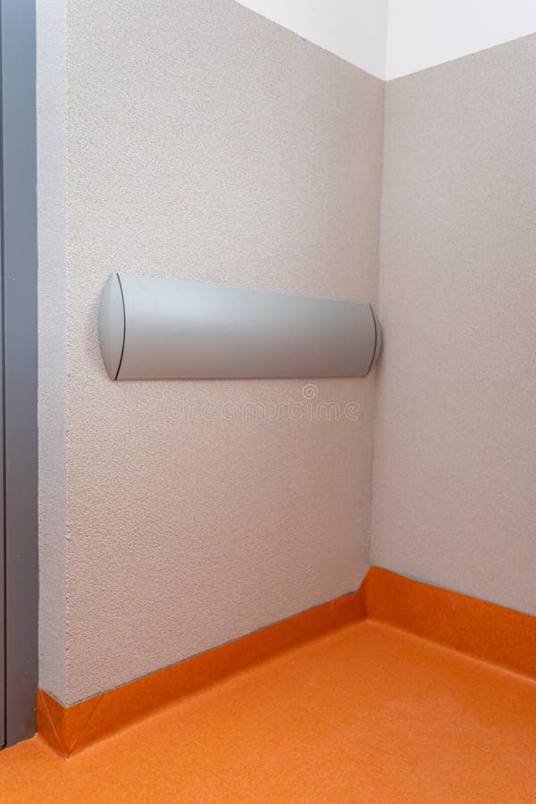 Gray Wall Bumper Mounted on the Corridor Inside the Building. Stock ...