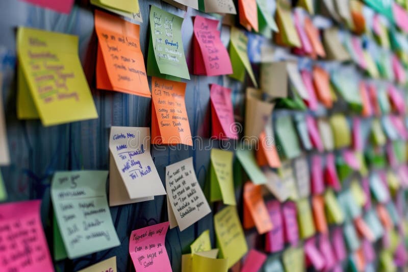 A Wall of Colorful Reminders Stock Illustration - Illustration of home ...