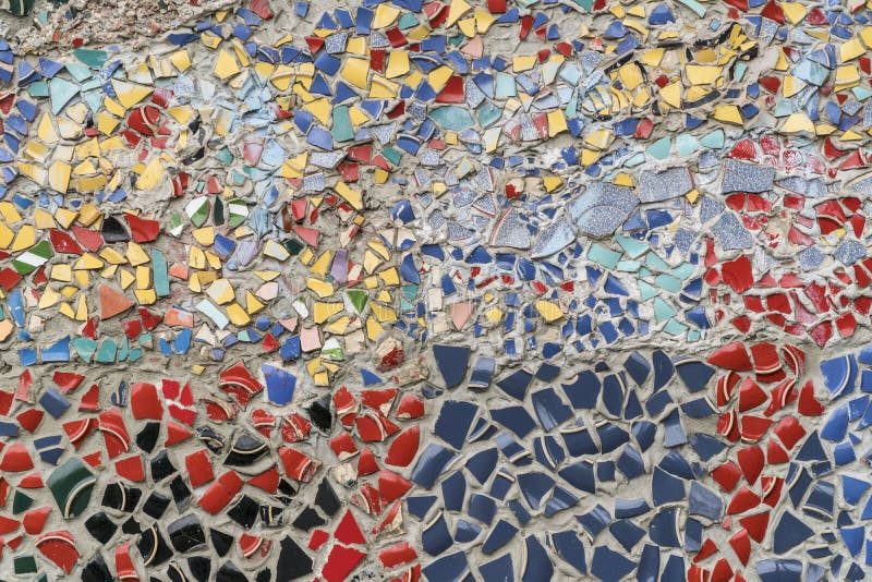 Colorful Wall From Broken Pottery Stock Photo - Image of crockery ...