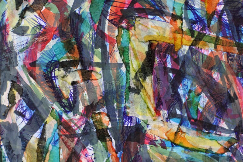 A Wall Covered with Colored Scribbles. Sketch in the Style of Abstract ...