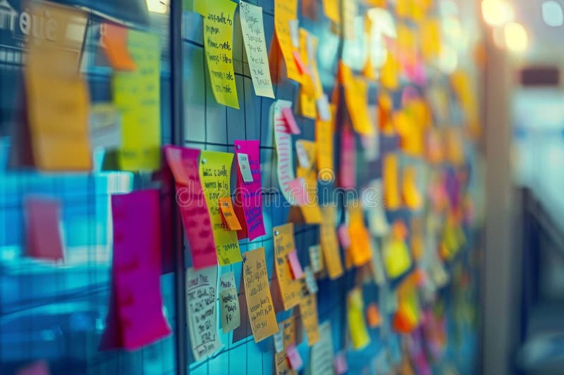 Sticky Notes Wall stock illustration. Illustration of blue - 341632355