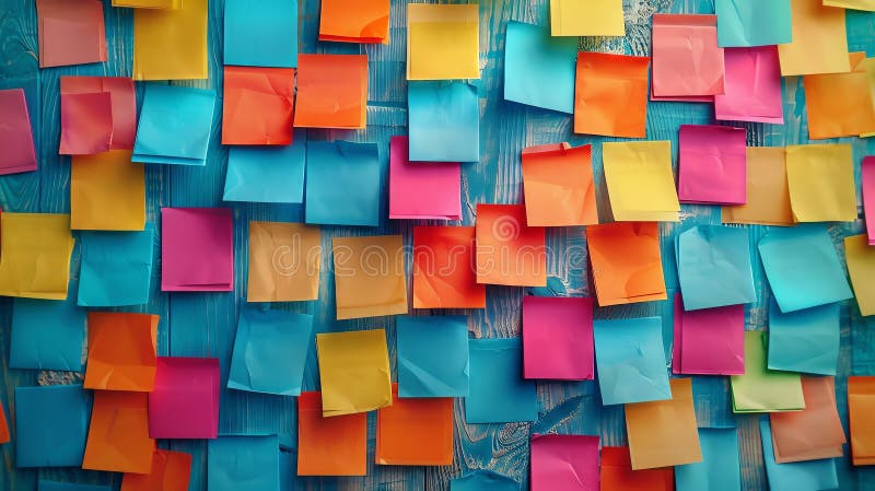 A Wall Covered in Colorful Sticky Notes, Representing Ideas, Reminders ...