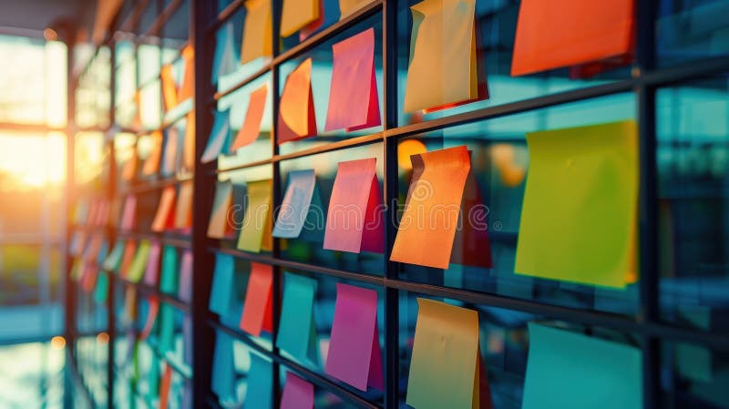 A Wall Covered in Colorful Sticky Notes Stock Illustration ...