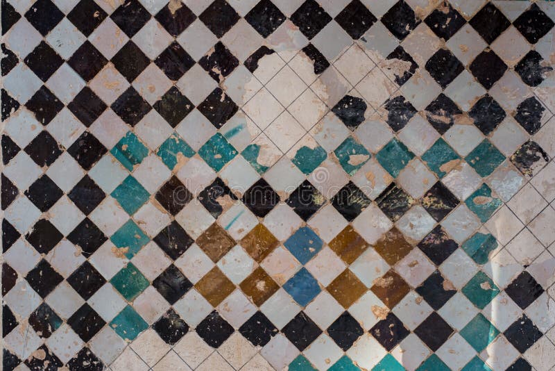 Wall Covered with a Coloured Tiles in a Chess Order Stock Photo - Image ...