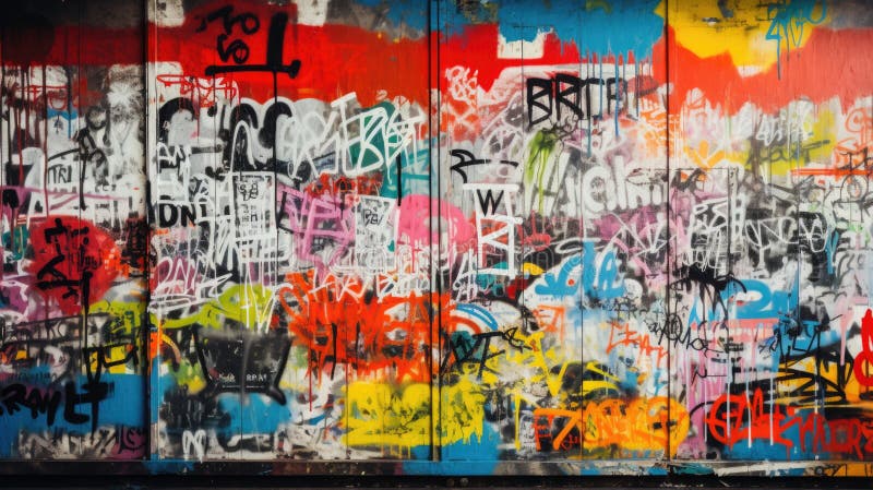 A Wall Covered in Graffiti with Many Different Colors, AI Stock ...