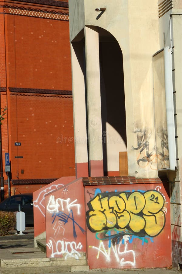 Wall Covered with Graffiti on a Sunny Day Editorial Stock Photo - Image ...