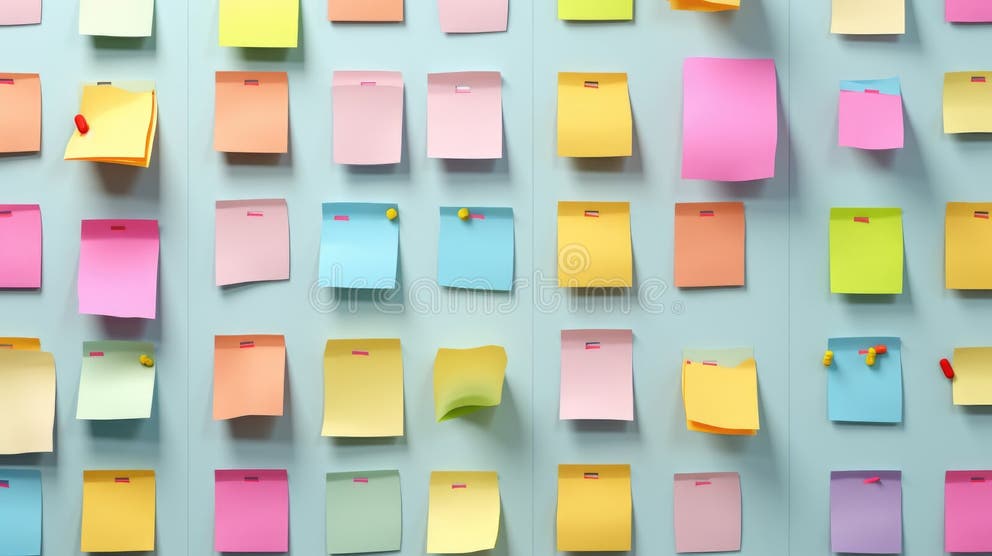 A Wall Covered with Lots of Colorful Post it Notes. Great for Office or ...