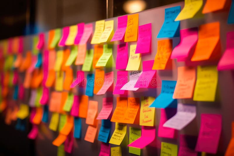 Wall Covered with Lots of Sticky Notes in Different Colors ...
