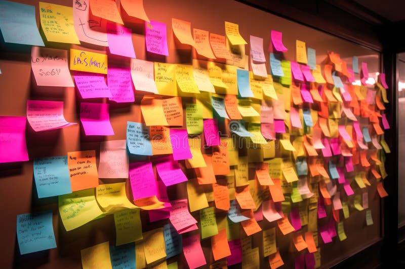 Wall Covered with Lots of Sticky Notes in Different Colors ...
