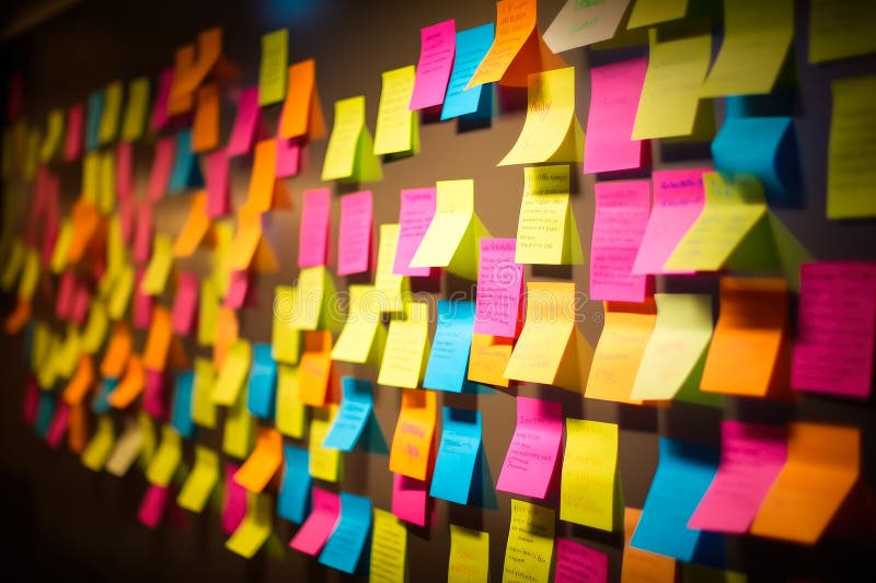 Wall Covered with Lots of Sticky Notes in Different Colors ...