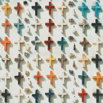A Wall Covered in Many Different Colored Crosses Stock Illustration ...
