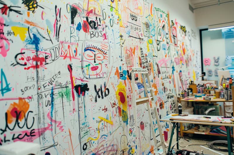 A Wall Covered in Numerous Colorful Graffiti Artworks Created by ...