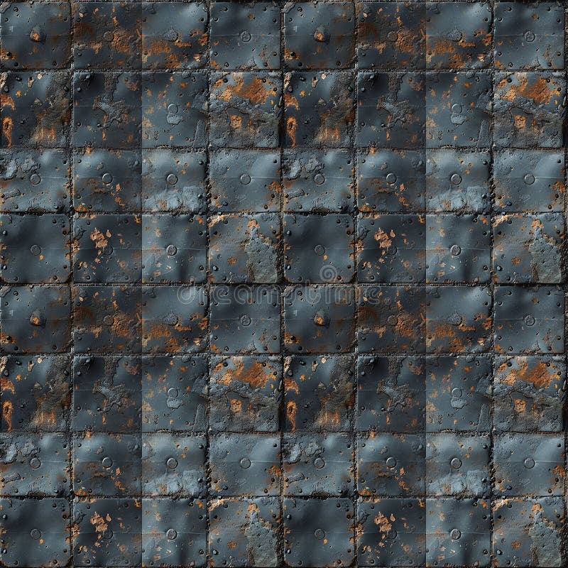 The Wall is Covered in Old, Rusted Metal Tiles Stock Illustration ...