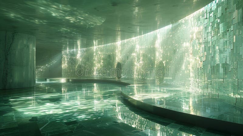 A Wall Covered in Small Circular Mirrors Creating a Distorted and ...