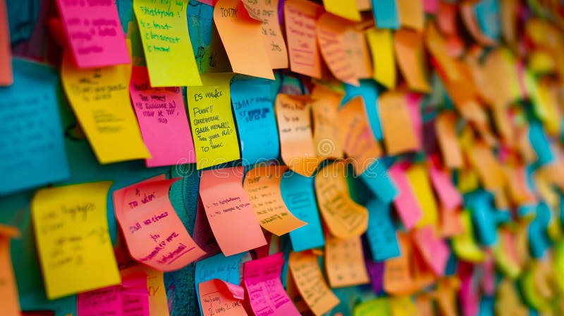 A Wall Covered with Sticky Notes Stock Image - Image of blanket, hang ...