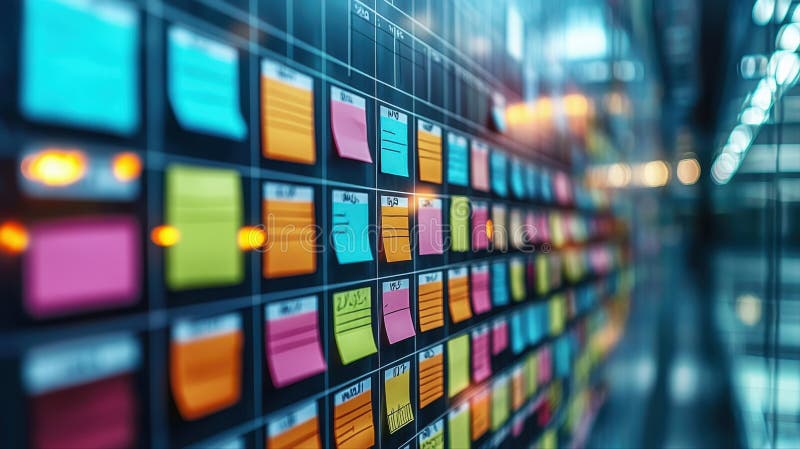 Wall Covered with Sticky Notes Creating a Colorful and Engaging ...