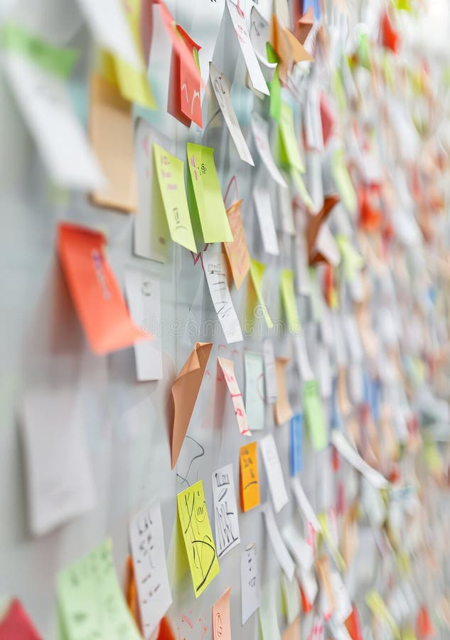 A Wall Covered with Sticky Notes Stock Illustration - Illustration of ...