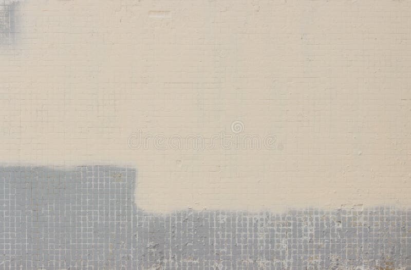 Wall Covered with Tiles, Painted on Top of Beige and Gray Paint for ...