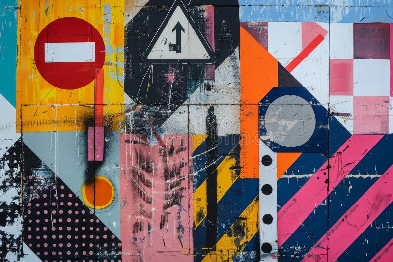 A Wall Covered in Various Colored Designs and Patterns, Creating an ...