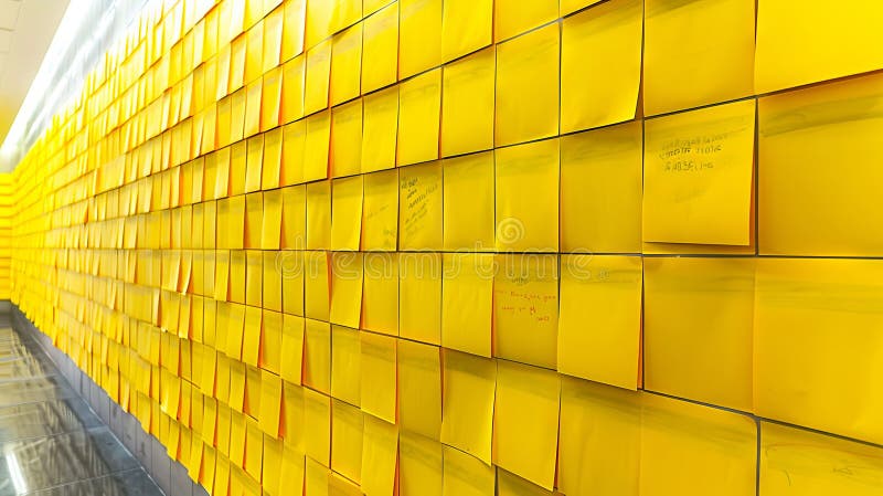 A Wall Covered in Yellow Sticky Notes Stock Photo - Image of mark ...