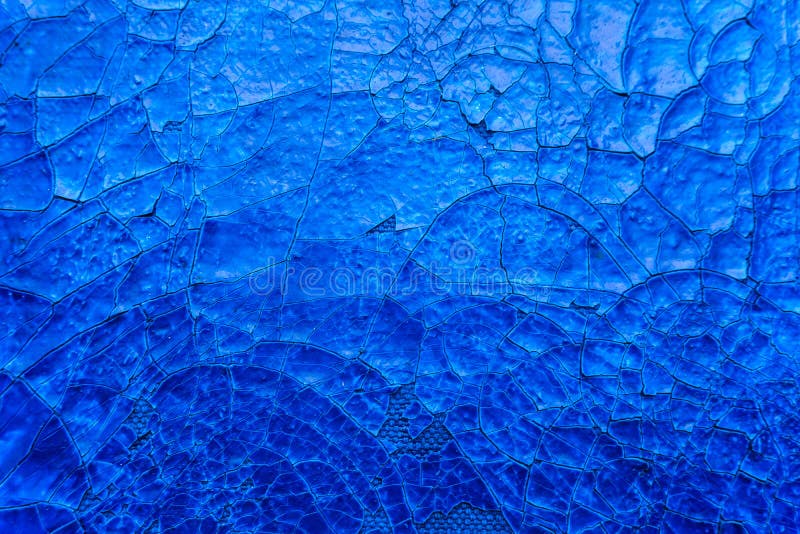 Wall with Cracked Blue Paint Background Texture, Old Damaged Blue ...