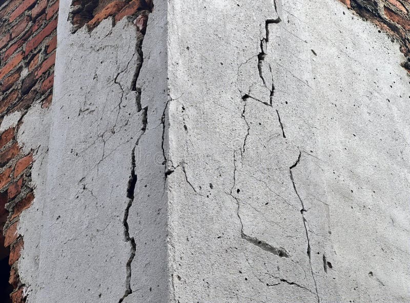 A Wall with a Cracked and Cracked Concrete Wall Stock Image - Image of ...