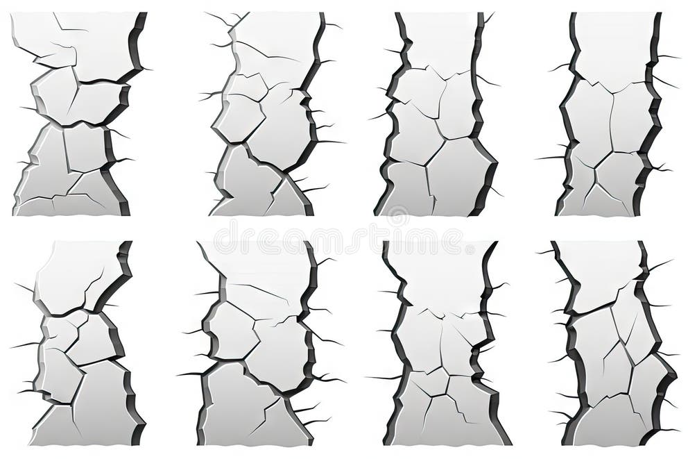 Wall Cracks Isolated, Fracture Surface Effects, Broken Collapse Elements, AI Stock Illustration ...