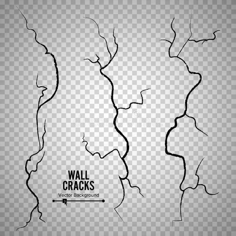 Wall Cracks Vector. Transparent Checkered Background. Rough Effect ...