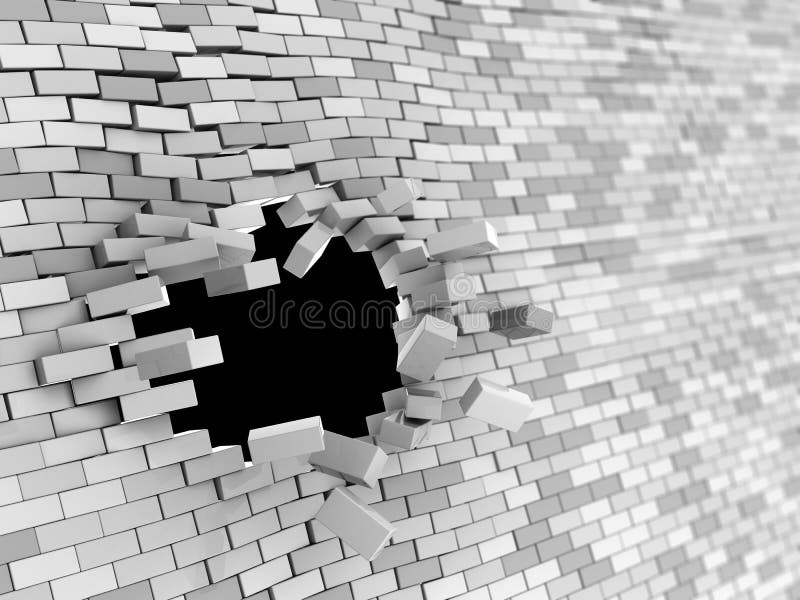 3d Rendering, Explosion, Broken Concrete Wall, Bullet Hole, Destruction ...