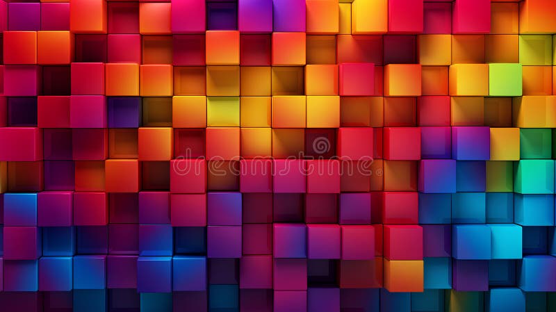 A Wall of Cubes, Each Painted with Bold, Vibrant Colors, Creating a ...