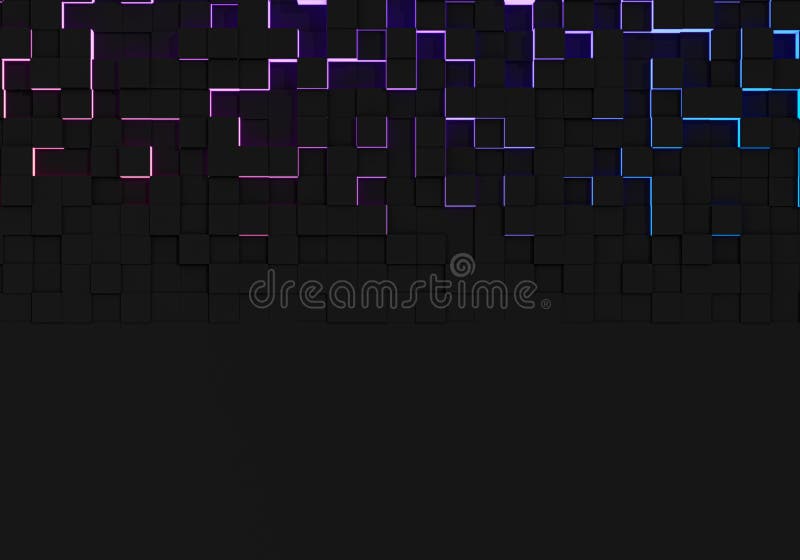 Wall Cubes with Gradients Lights. Tech Background with Copy Space Stock ...