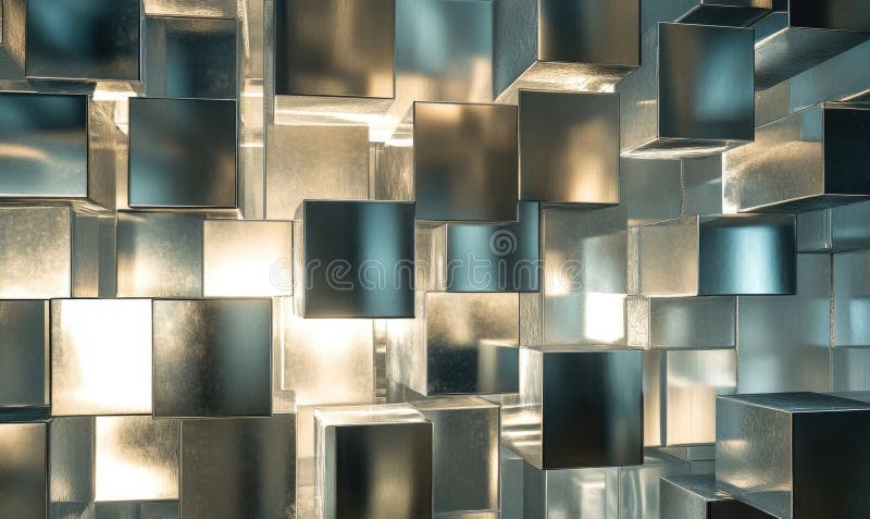A Wall of Cubes with a Light Shining on Them Stock Illustration ...