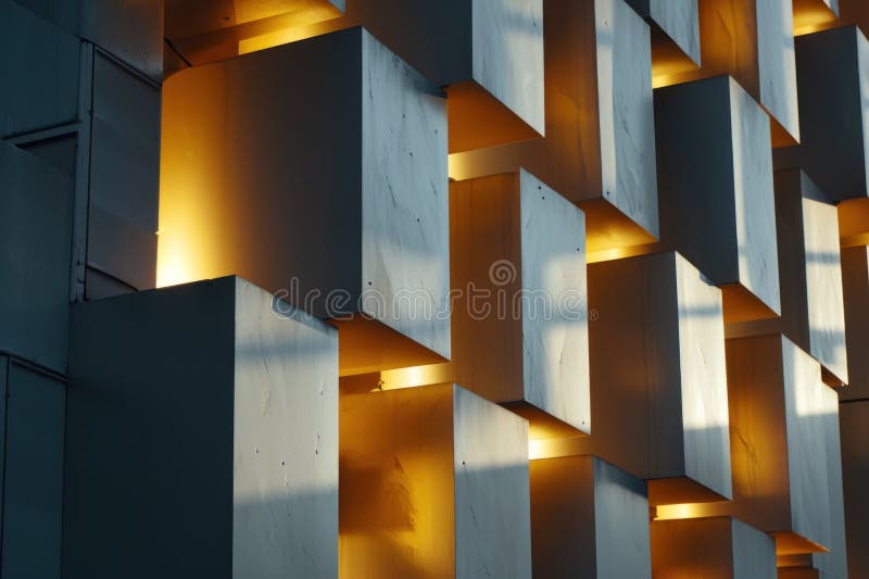 A Wall of Cubes with Lights Stock Illustration - Illustration of ...