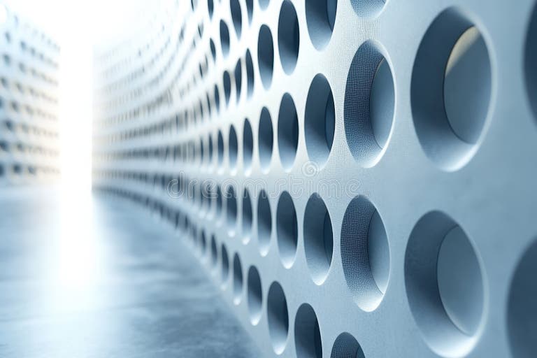 Curved Architectural Panel Featuring Circular Perforations in a Modern ...