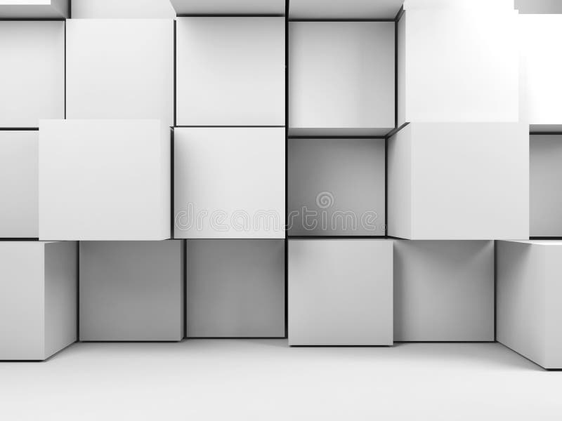 Wall 3d Installation of Random Extrudes Cubes Stock Illustration ...