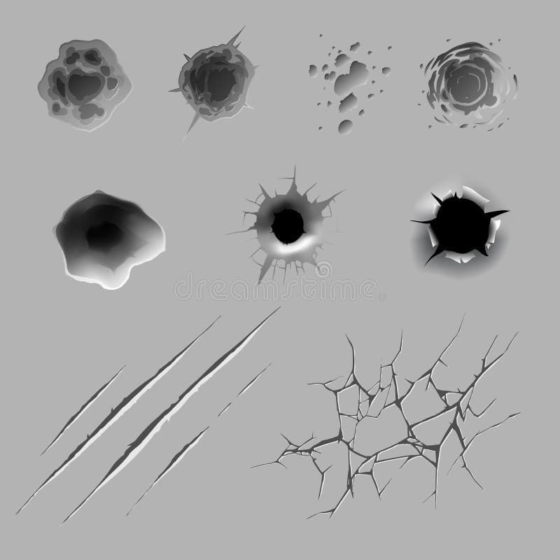 Wall Damage and Cracks Design Elements Stock Vector - Illustration of ...