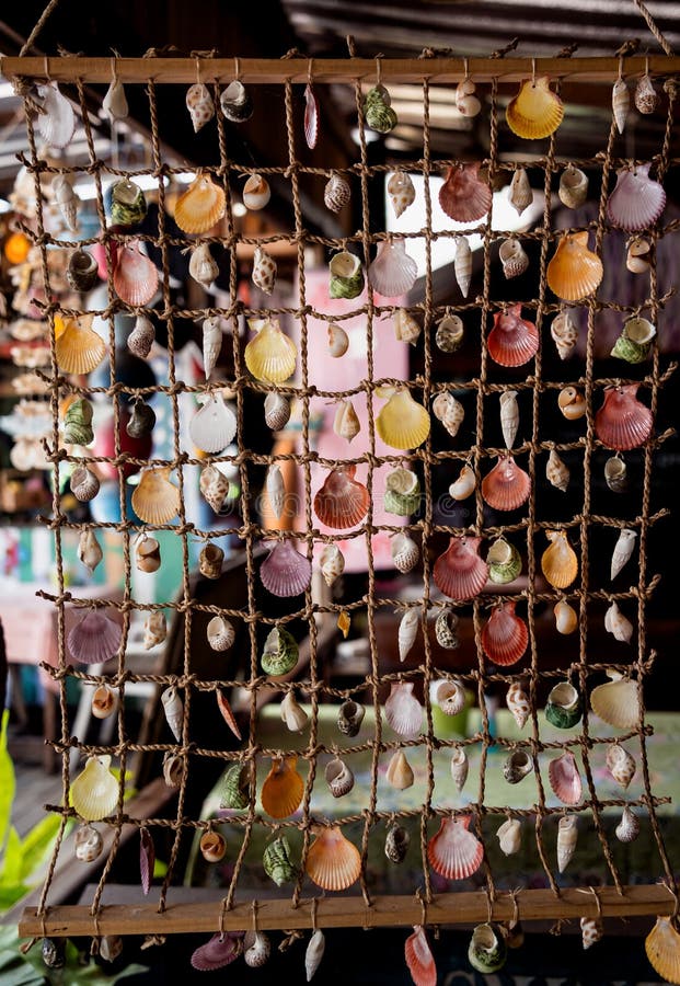Wall Decorated with Scallop Shells in a Row Stock Photo - Image of ...