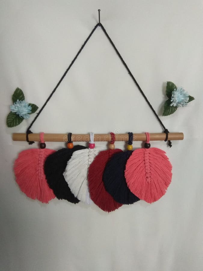 Wall Decoration Made of Leaf-shaped Macrame Thread Stock Photo - Image ...